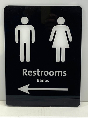 Restrooms Banos Sign For Business ~ Black w/White Lettering ~ 12" x 9 ...