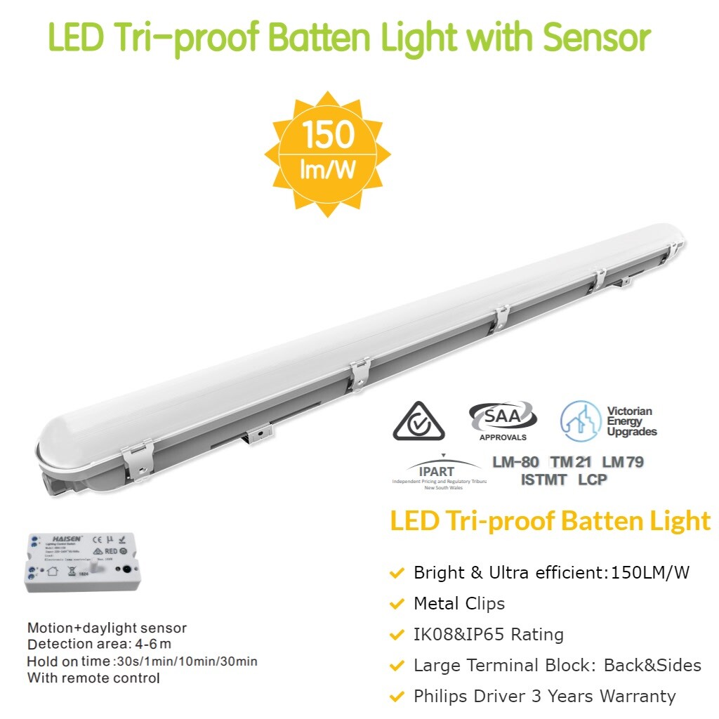 LED T8 Strip Weatherproof Light fixture fitting 120cm 1.2m 4ft Battens ...