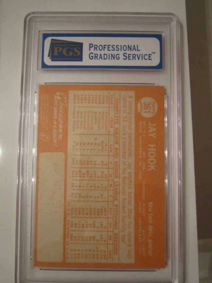 1964 JAY HOOK TOPPS BASEBALL CARD #361 PGS GRADED NM 7 - BOX Z | eBay