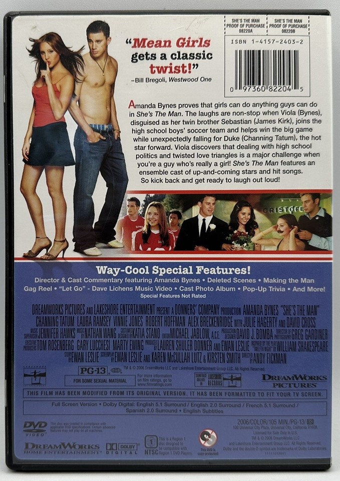 She’s The Man DVD Amanda Bynes Channing Tatum Full-Screen Free Shipping ...