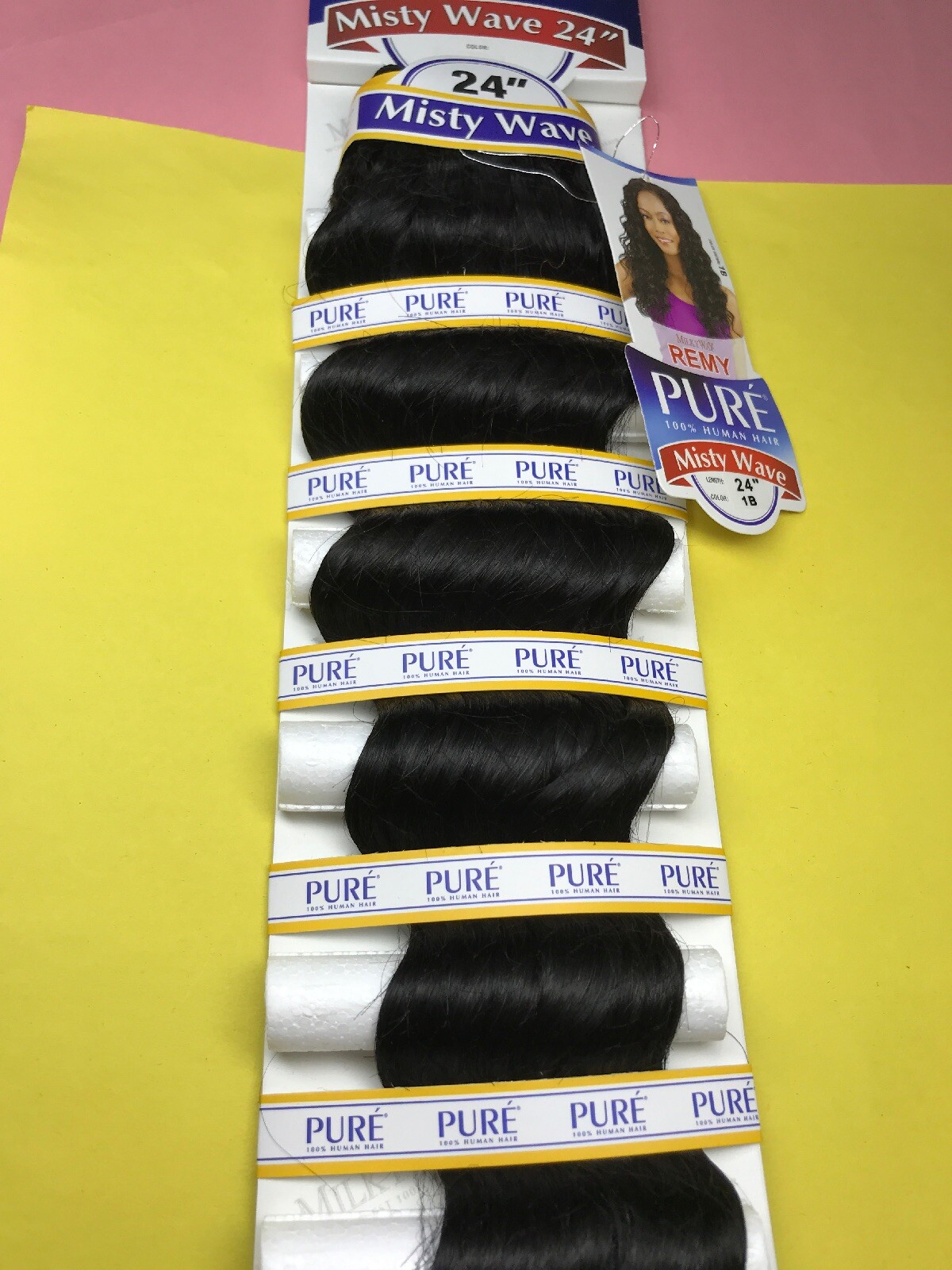Milky Way PURE_Misty_Wave_Human Hair Weave Extension_24"_#1B ...