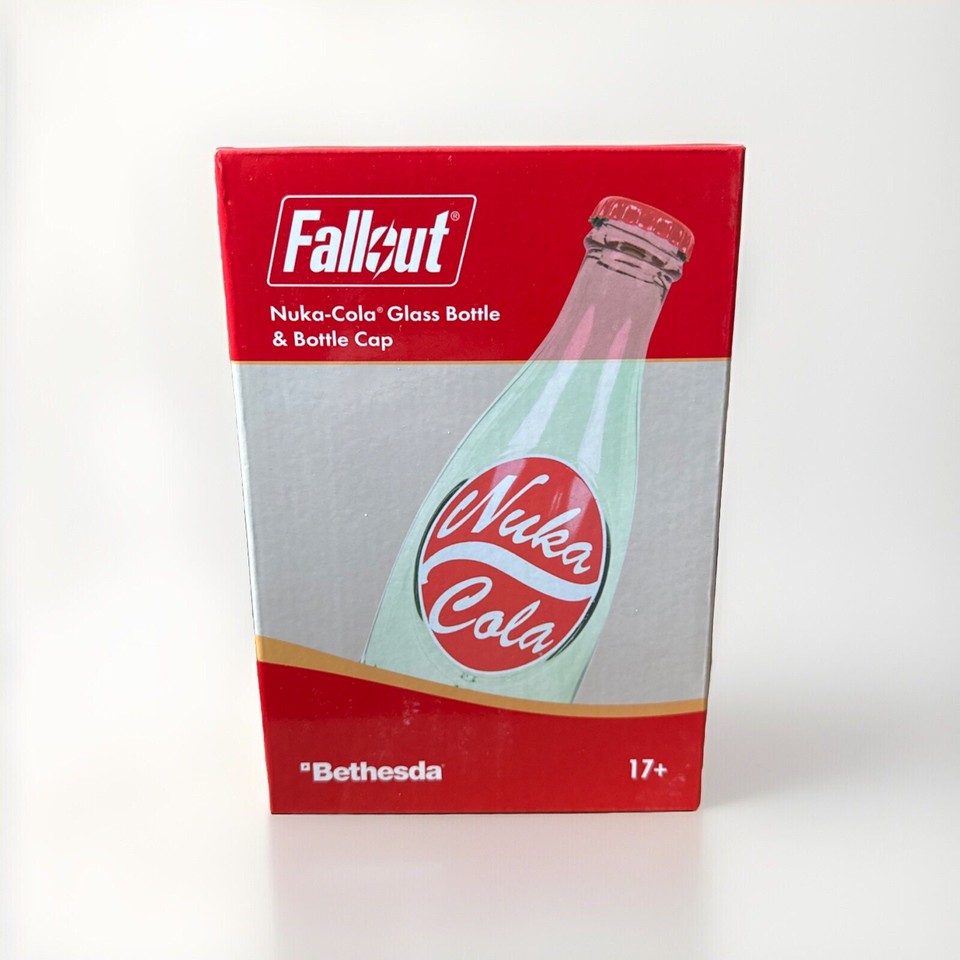 🚀Official FALLOUT Clear Nuka-Cola Glass Bottle & 10 Bottle Caps NEW In ...