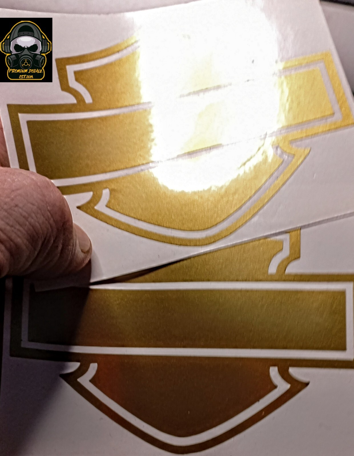 2x Die Cut Harley Davidson 100mm wide PREMIUM MATTE GOLD Tank Decals ...