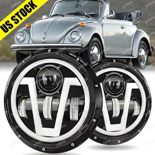 7inch LED Headlights Hi/Lo Beam Halo Angel Eyes DRL for 1950-1979 VW ...