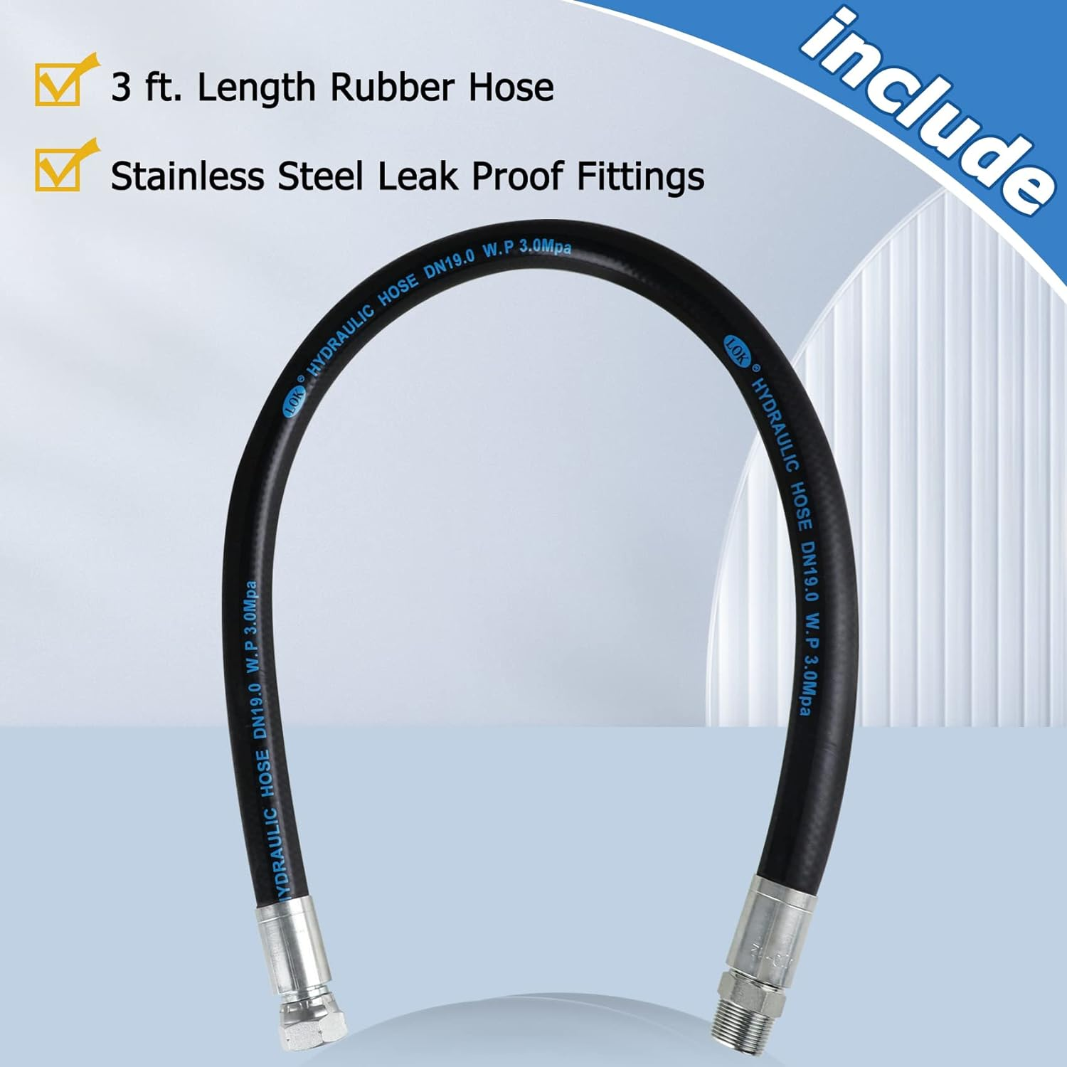 3 Feet Compressor Jumper Hose, 3/4 NPT Air Hose for Compressed Air ...