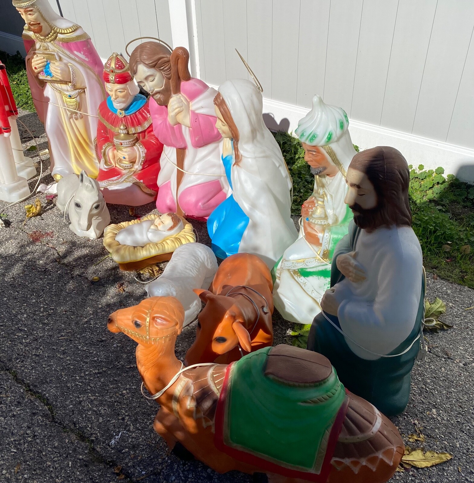 Vintage Empire Large Blow Mold 11 Piece Nativity Set With Halos!! +3 ...