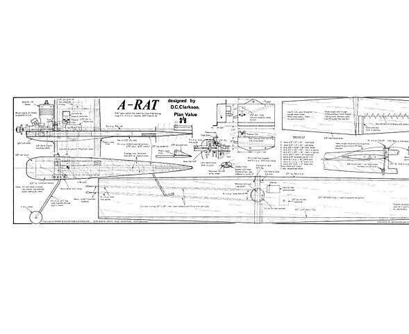 A-Rat Control Line Rat Racing 26" WS Model Airplane Printed Plans ...