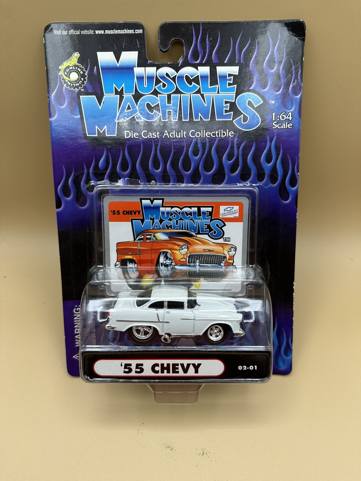 '55 Chevy Bel Air Hardtop White Super Charger 2002 Muscle Machines ...