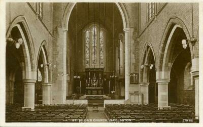 REAL PHOTO POSTCARD OF ST. HILDA'S CHURCH INTERIOR, DARLINGTON, COUNTY ...