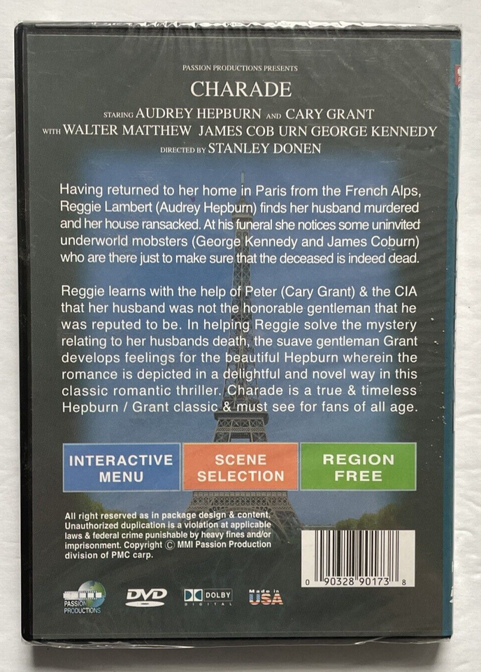 Charade DVD Cary Grant, Audrey Hepburn - Passion Productions - NEW ...