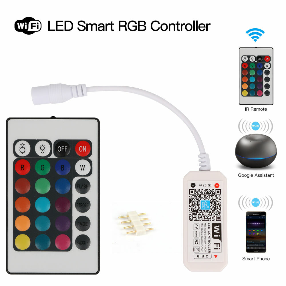 Smart WiFi LED RGB Light Strip 12V Music Controller For Alexa Google ...