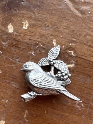 Vintage 2002 Birds And Blooms Pewter Small Bird On A Branch Scatter Pin ...