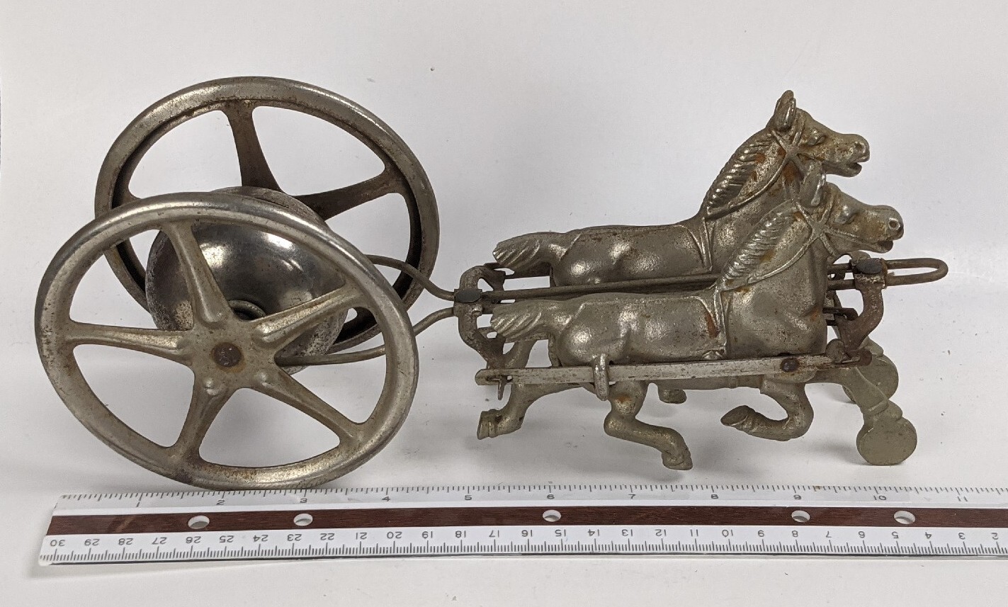 Rare Antique 1900's Watrous Metal Galloping Horse on Wheels Pull Toy w ...