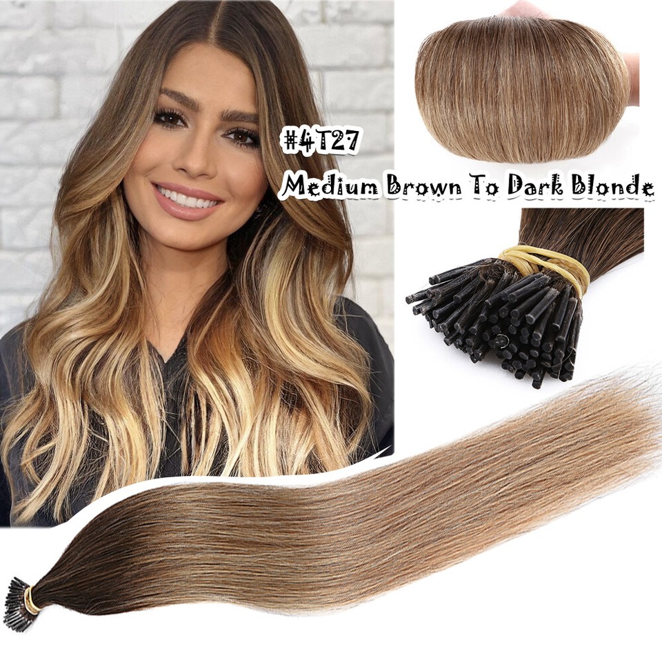 200Strands Stick I-Tip Hair 100% REMY Human Hair Extensions Micro Nano ...