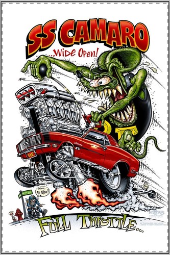 Vintage Hot Rod Poster, Ed Roth Rat Fink SS Camaro, Satin Wall Art ...