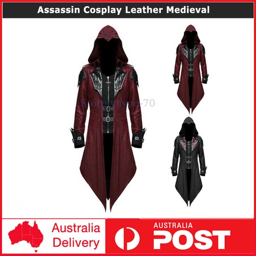 Assassin Cosplay Leather Medieval Renaissance Costume Victorian Knight ...