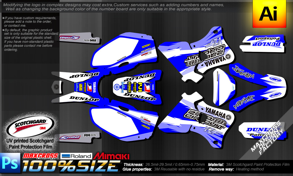 YAMAHA WR250F WR400F WR426F YZ400F YZ426F YZ250F MAXCROSS GRAPHICS FULL ...