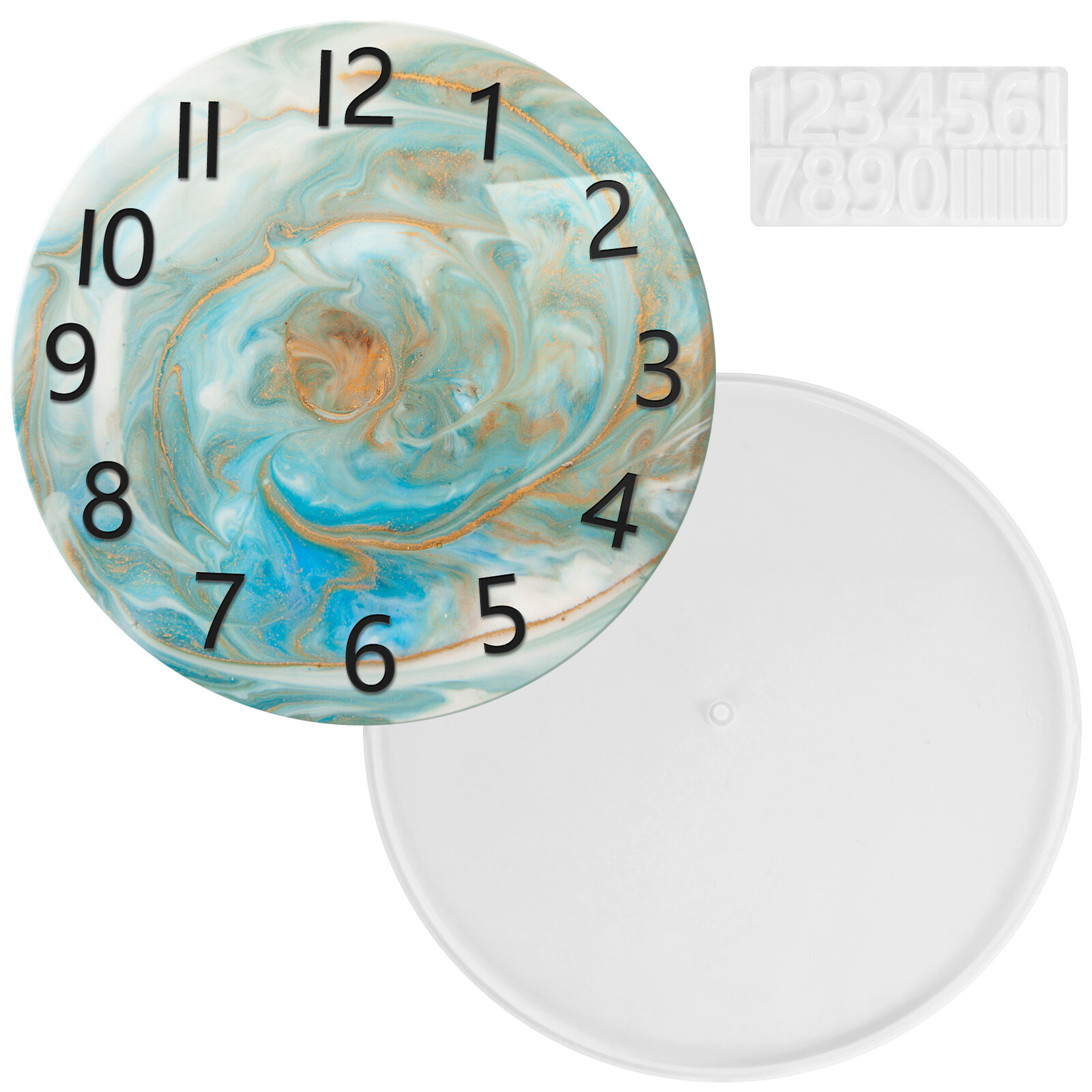Resin Clock Mold with Arabic/Roman Numeral Mold 14.6inch Acrylic Round ...