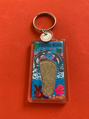 Vintage Virginia Beach Key Ring Keychain Foot print with Sand ...