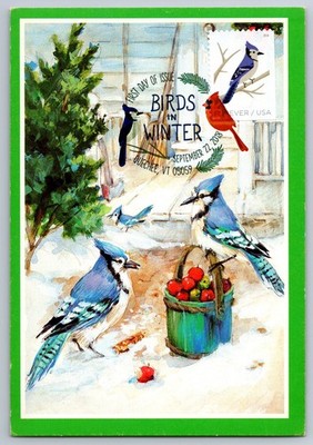 #5320 Birds in Winter Blue Jay FDC Maxi Card w/DCP Cancel | eBay