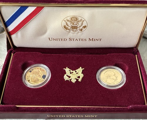 US MINT 1999 WASHINGTON BICENTENNIAL $5 GOLD X2 PROOF & UNCIRCULATED ...