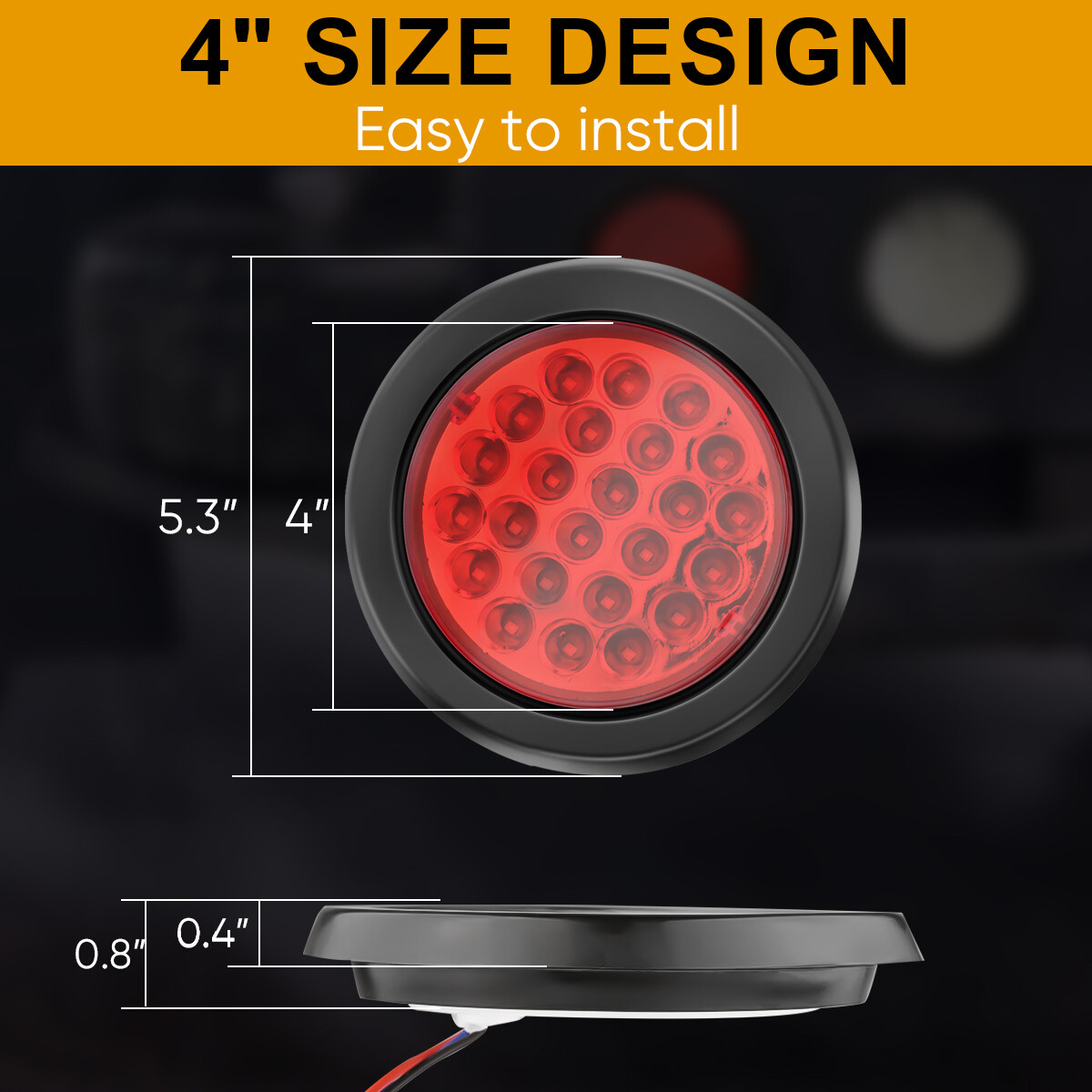 4x Round 4" inch LED Truck Trailer Stop Turn Tail Brake Lights ...