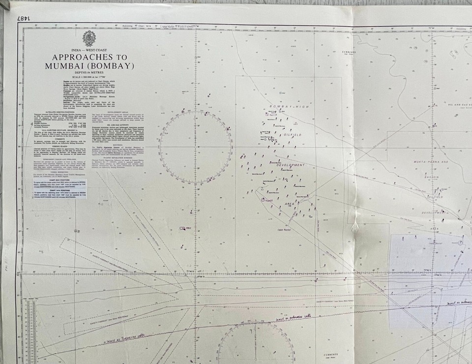 Admiralty 1487 India West Coast Approaches To Mumbai (Bombay) Nautical Chart Map | eBay