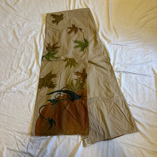 Pottery Barn Pumpkin Painted Linen Table Runner 18x108 Thanksgiving ...