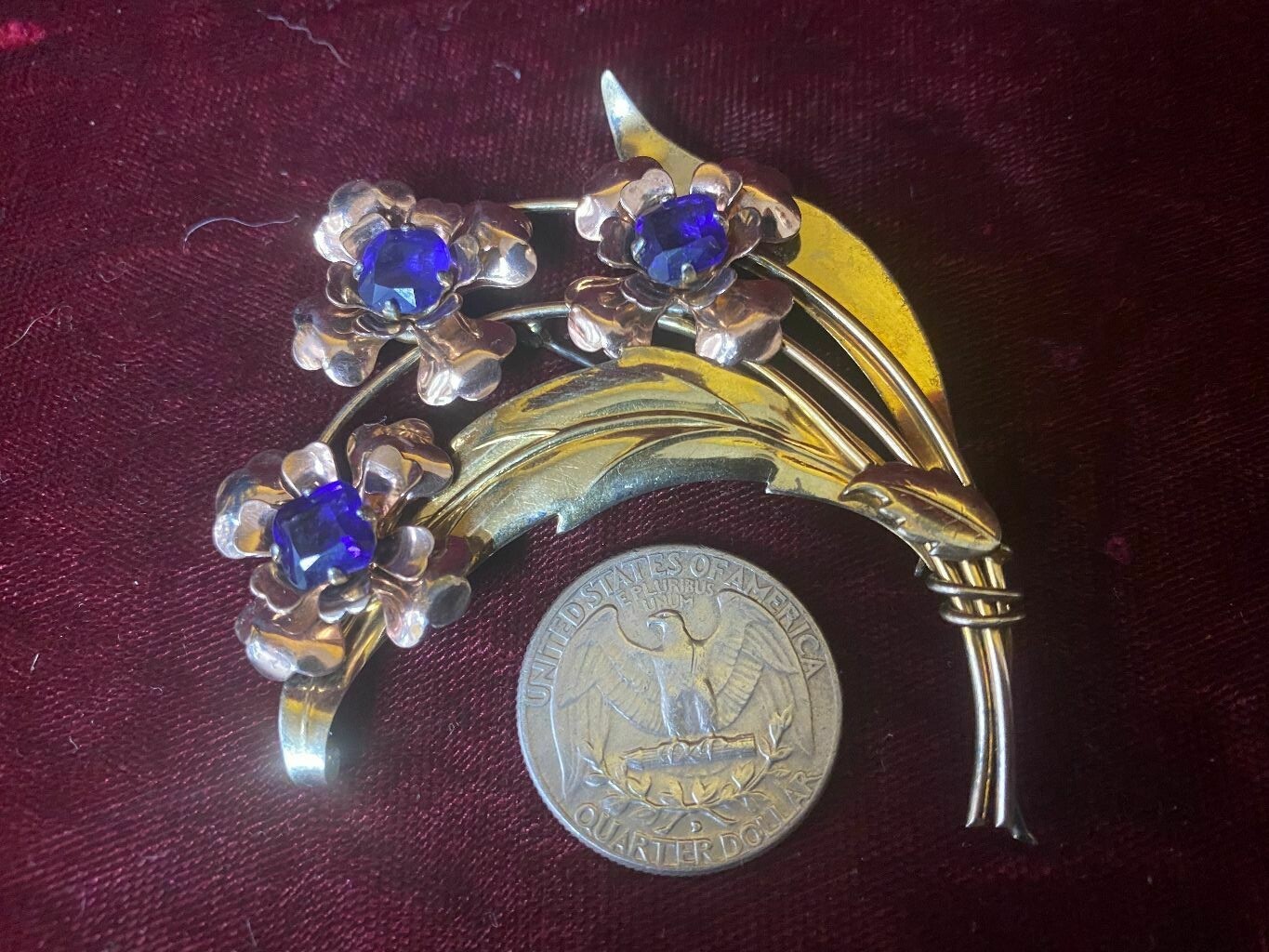 Vintage Signed Harry Iskin 1/20 10K Gold Filled Floral Rhinestone Pin ...