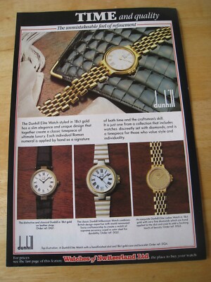 WATCHES OF SWITZERLAND DUNHILL TIME AND QUALITY ADVERT A4 FILE 4 | eBay