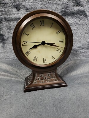 Shelf Clock Desk Mantle Clock Woven Brown Roman Numerals | eBay