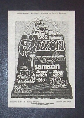 Saxon Denim and Leather UK Tour 1982 Mini Poster Type Concert Ad, Promo ...