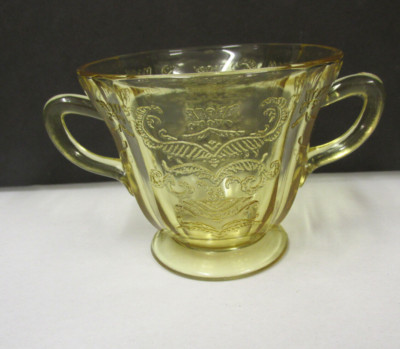 MADRID PATTERN AMBER INDIANA GLASS OPEN SUGAR BOWL NEW MOLD ...