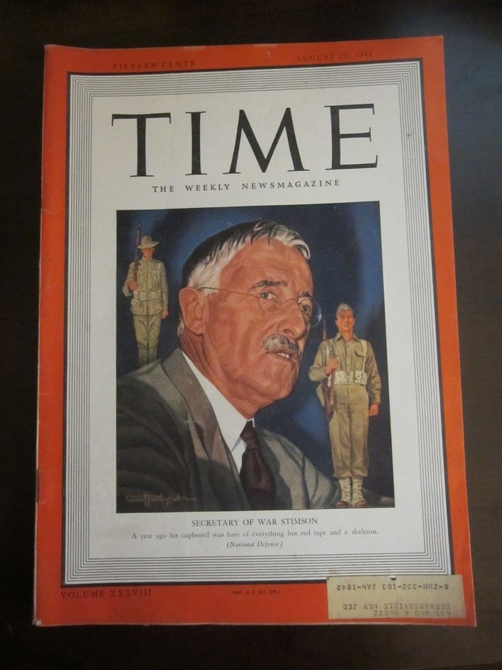 Time Magazine August 1941 Secretary of War Henry Stimson (D) FL | eBay