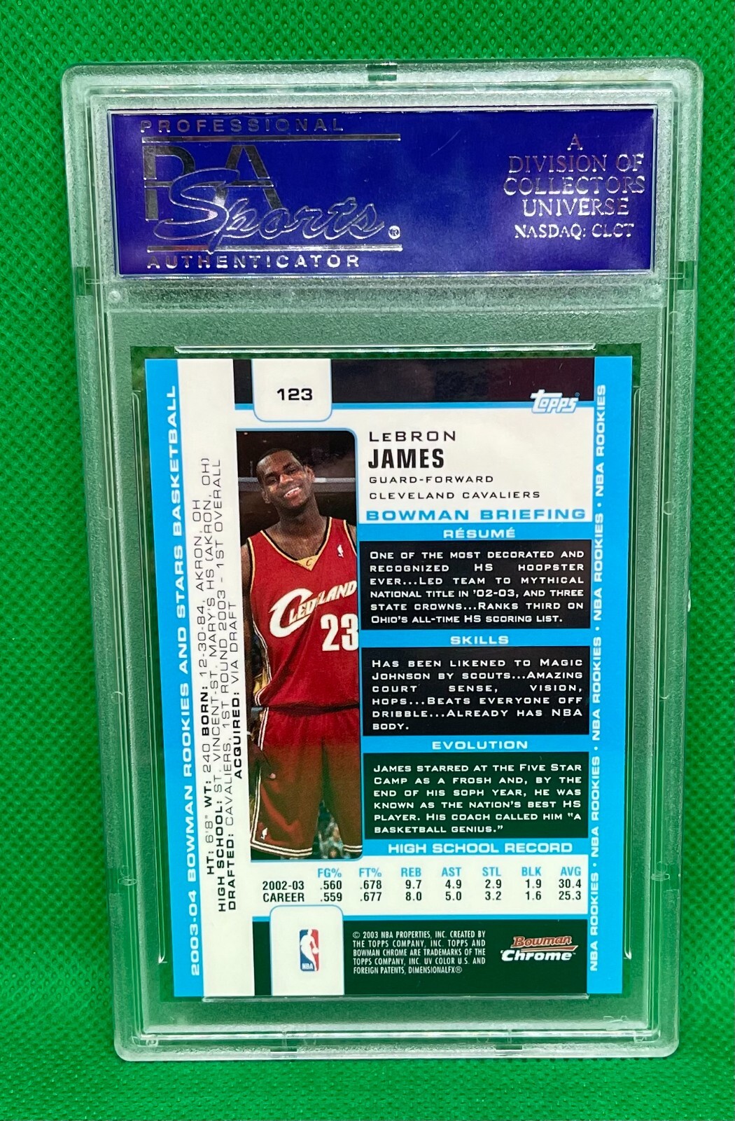 2003-04 BOWMAN CHROME LEBRON JAMES #123 ROOKIE RC PSA 10 GEM MINT ...