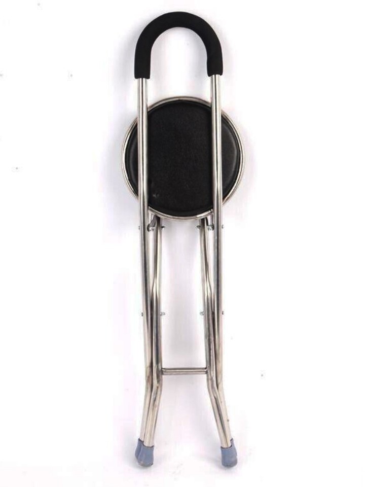 Folding Portable Walking Stick Seat Adjustable Aluminium Cane Chair ...