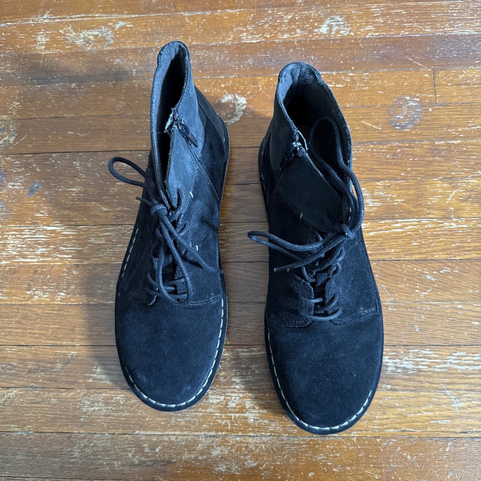 Clarks Tamitha Key Lace up Zip Black Suede Leather Ankle Boots Womens 9 ...