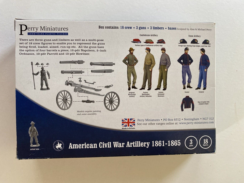 Perry Miniatures 28mm ACW Artillery 1861-65 Plastic Wargame Figures Kit ...