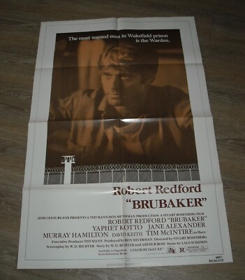 1980 BRUBAKER 1 SHEET MOVIE POSTER ROBERT REDFORD JANE ALEXANDER YAPHET ...