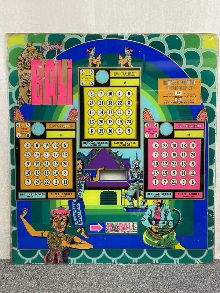 Bally Bali Bingo Pinball Machine Game Backglass | eBay