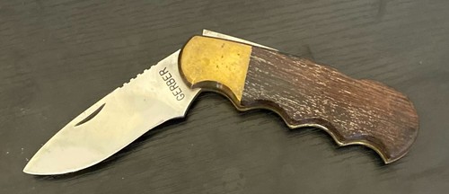 Gerber Magnum Hunter Lockback Single Blade Pocket Knife Wood Brass ...