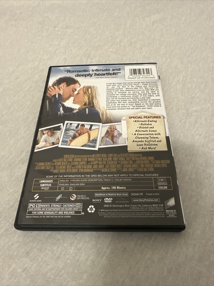 Dear John (DVD, 2010) Channing Tatum Amanda Seyfried Romance ...