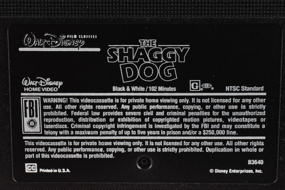 The Shaggy Dog (VHS, Comedy Favorites Series, Clamshell Case, Black ...