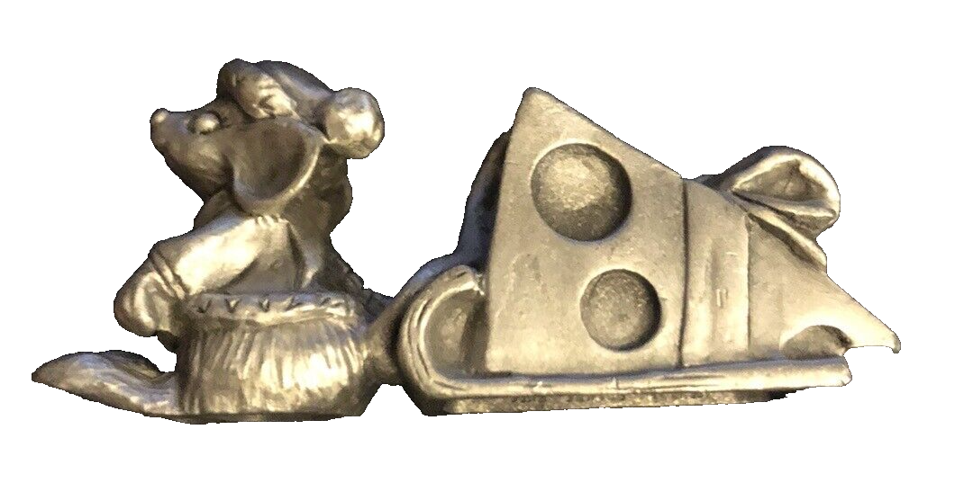 VTG Hudson Pewter Cheddar Cheese Co Santa`s Elf Mouse Pulling Sled ...