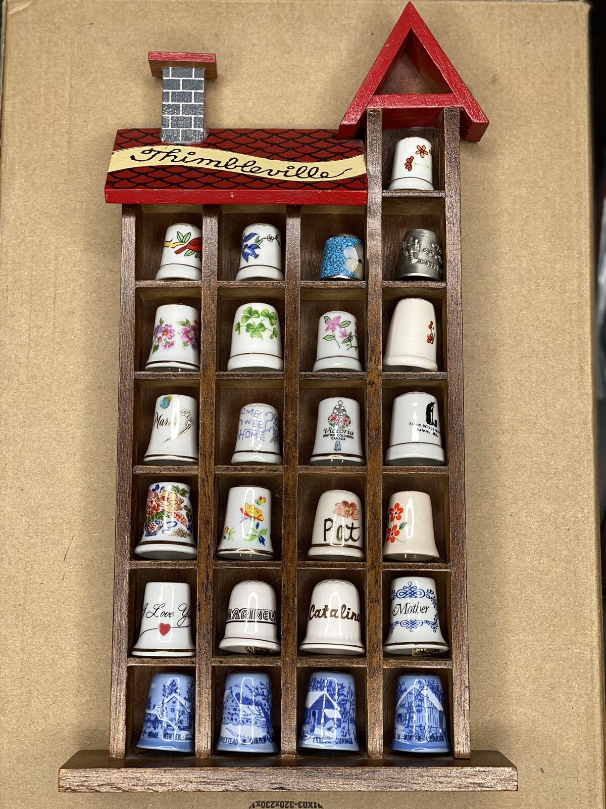 vintage 26pcs thimble collection With Display Case | eBay