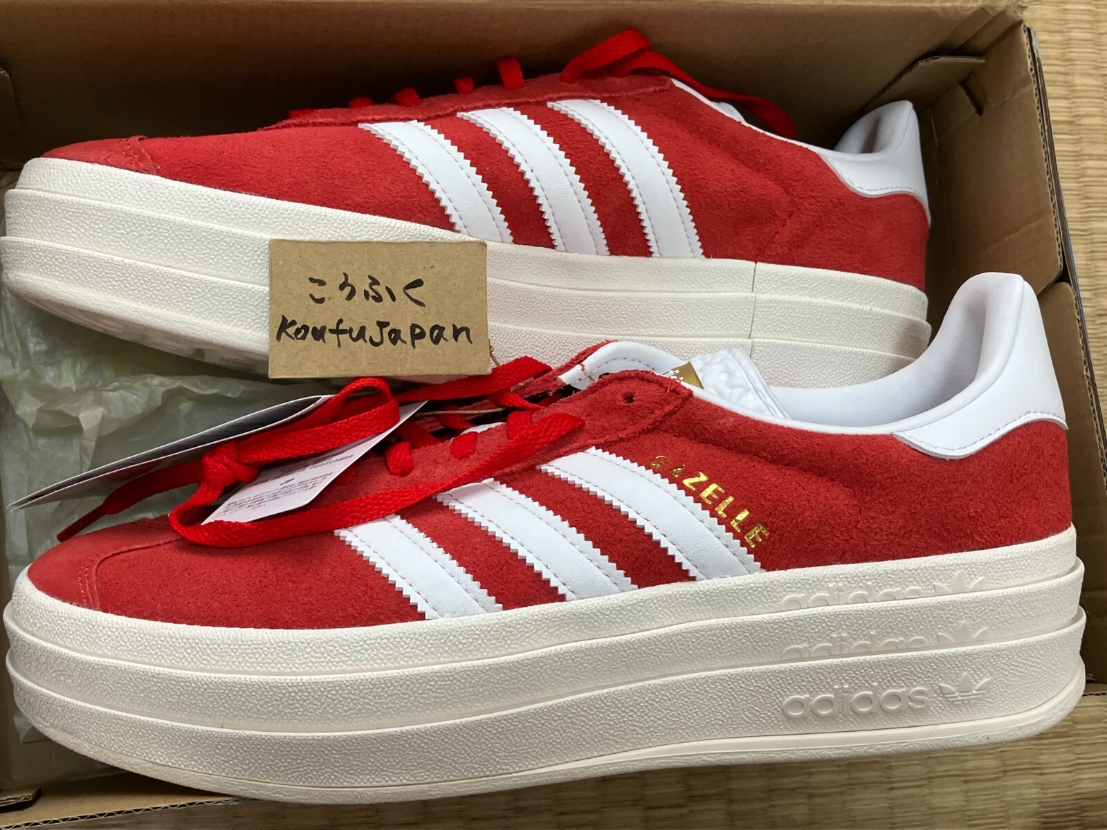adidas Originals Women's GAZELLE BOLD ID6990 Red Footwear Gold Metallic ...