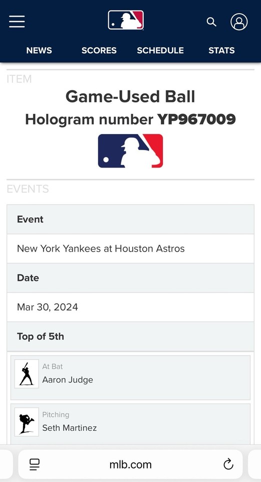 AARON JUDGE SIGNED GAME USED BALL JUDGE @BAT FROM 2024 MVP YANKEES MLB & PSA/DNA | eBay