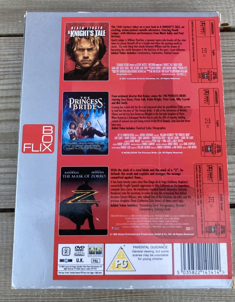 A Knights Tale/ The Princess Bride/ The Mask Of Zorro DVD Set | eBay