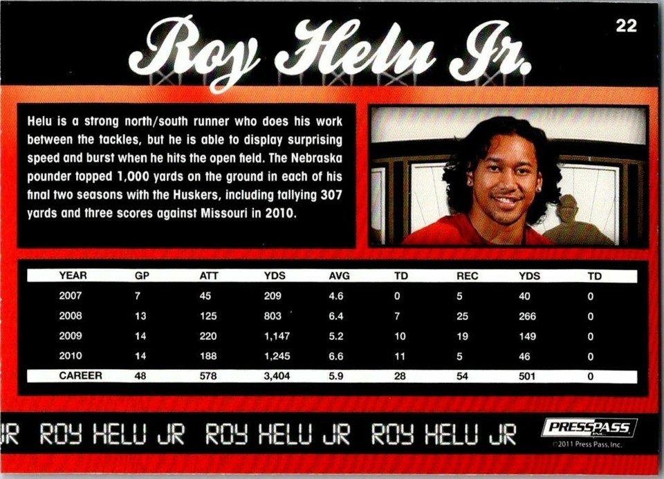 Roy Helu Jr. 2011 Press Pass #22 LA Raiders ROOKIE RC | eBay