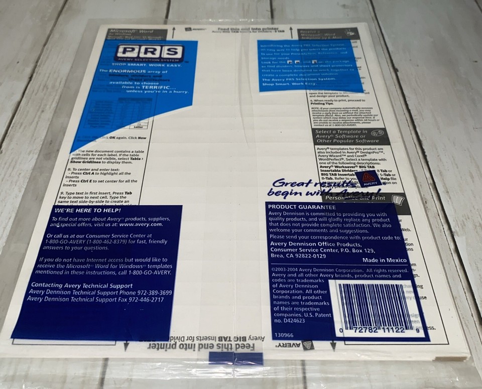 NEW*Avery Insertable Big Tab Dividers 5-Tab Letter 11122*SEALED ...